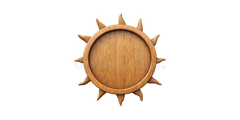 Wooden Circular Sun-shaped Frame with Rays Isolated on Transparent ...