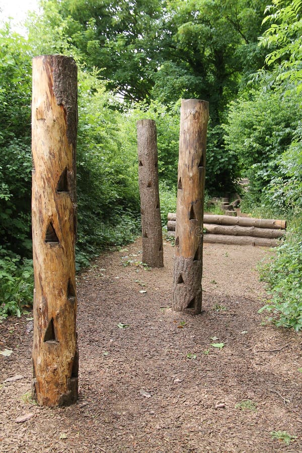 Wooden Climbing Posts. stock image. Image of sculpture - 209276527