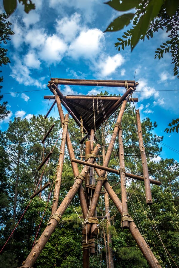 Wooden Climbing Tower for Recreation Stock Photo - Image of ...