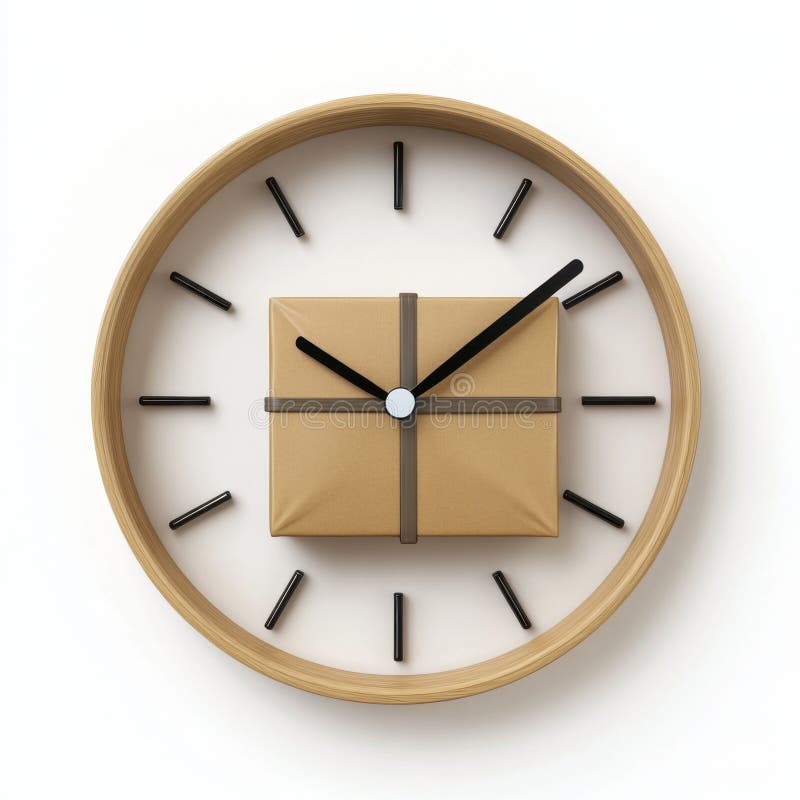 A Wooden Clock with a Brown Box on it Stock Illustration - Illustration ...