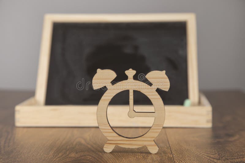 Wooden Clock with Chalkboard Stock Image - Image of business, vintage ...