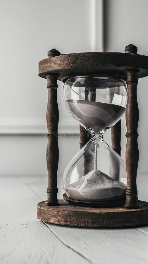 A Wooden Clock with a Sand Timer on it Stock Illustration ...