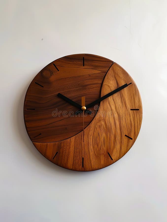 A Wooden Clock with Two Hands on it Stock Photo - Image of hands, clock ...