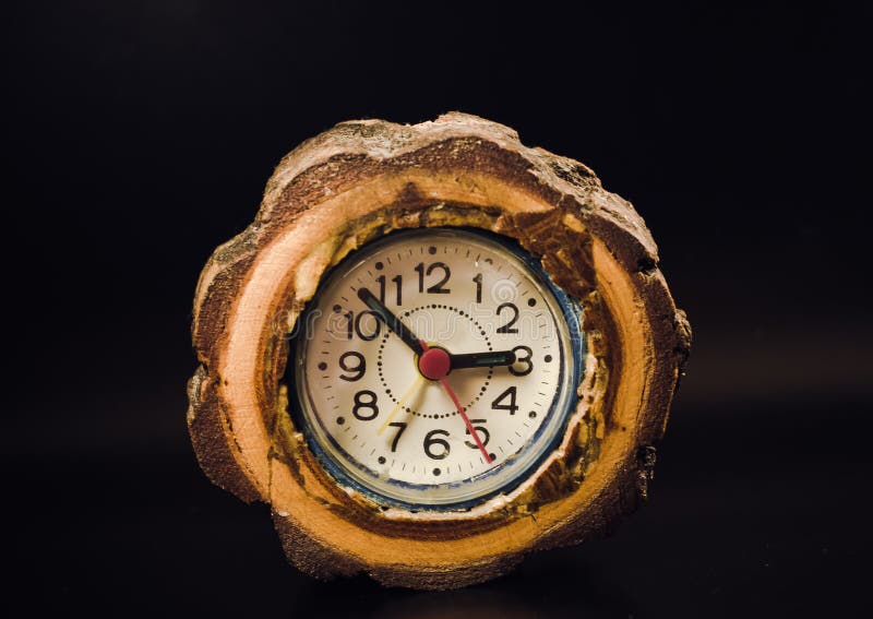 Wooden clock stock photo. Image of ticking, birch, trunk - 54411752