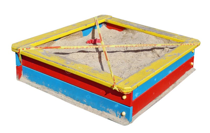 Wooden Closed Empty Sandbox on Childrens Playground Isolated Stock ...