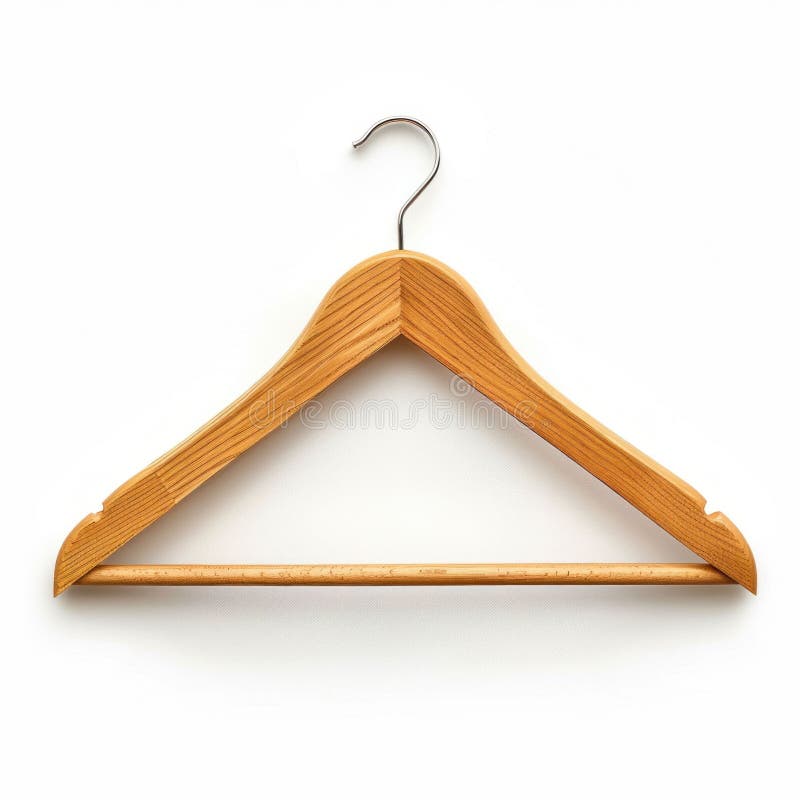Wooden Clothes Hanger Isolated On White Background Generative Ai Stock