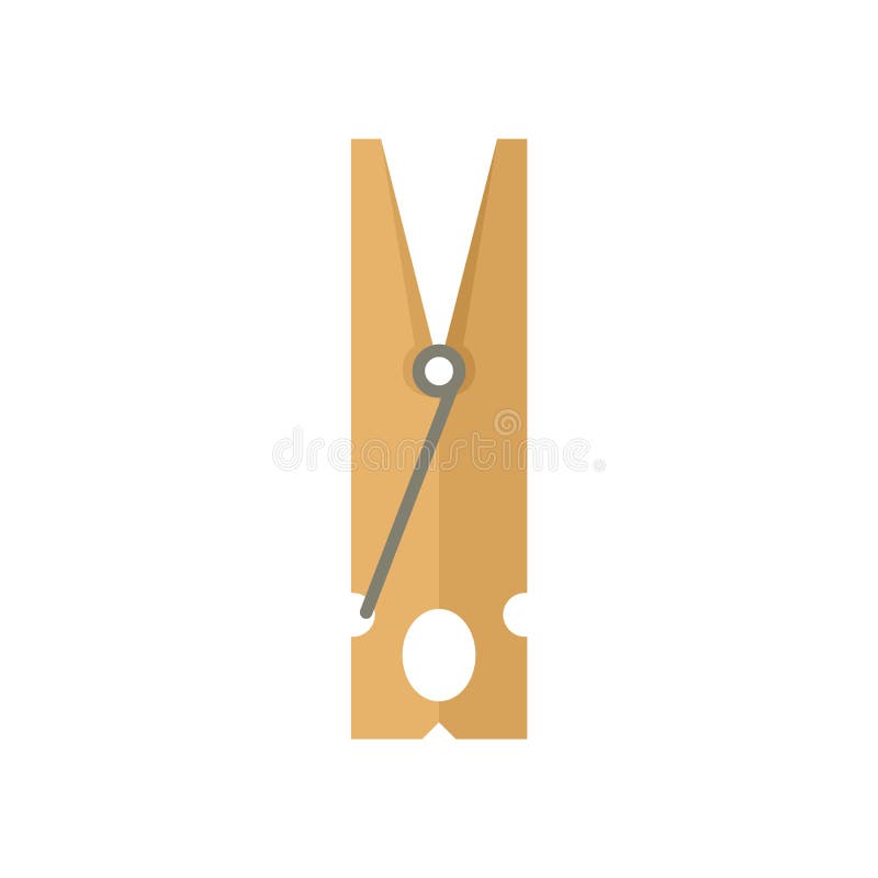 Wooden Clothes Pin Icon Flat Isolated Vector Stock Vector ...