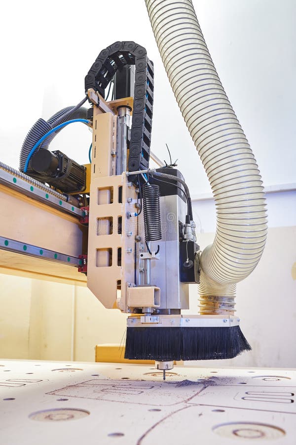 Wooden CNC Machine in Work. Device with Numerical Control. Woodworking ...
