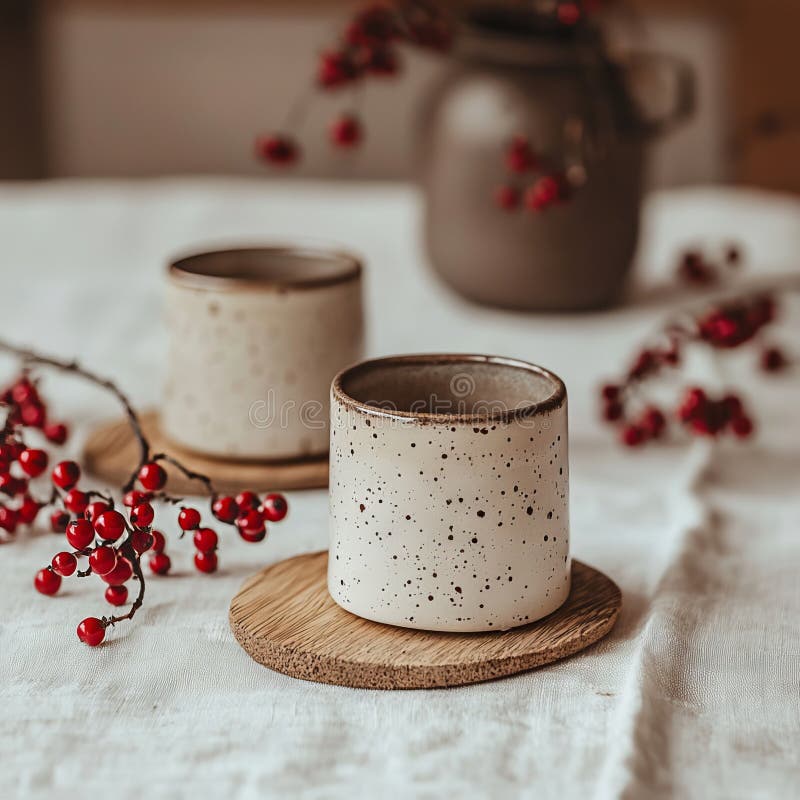 Minimalist Ceramic Cup Wooden Coaster Stock Photos - Free & Royalty ...