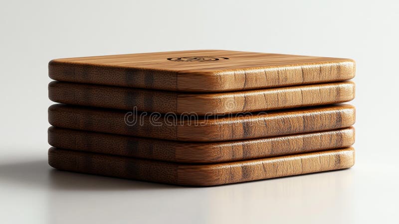 Wooden Coasters Stack Generative AI Stock Illustration - Illustration ...