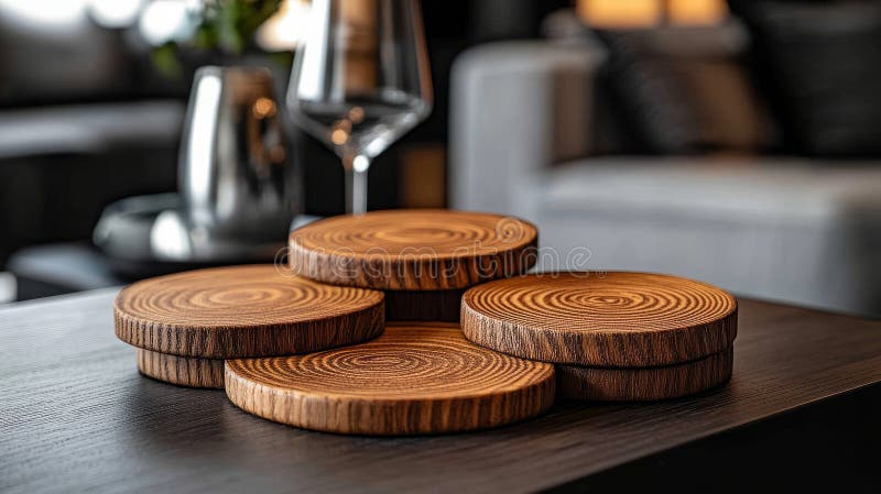 Wooden Coasters Table Modern Living Room Setting Stock Photos - Free ...