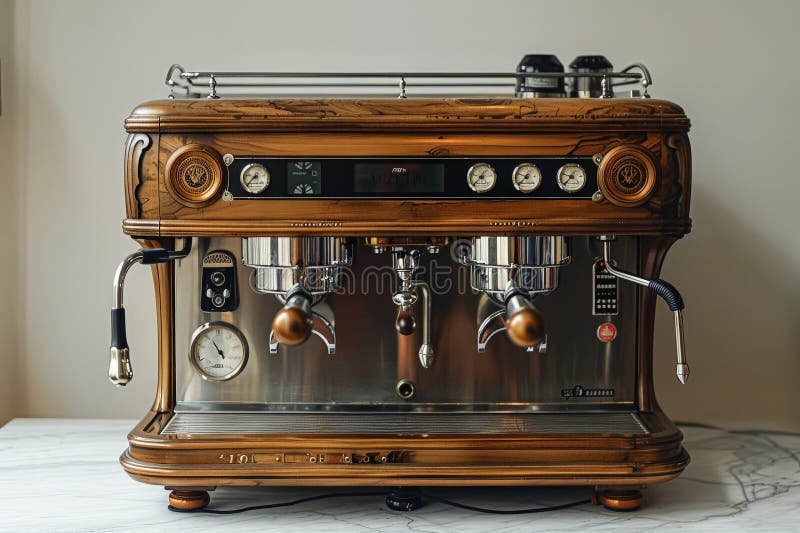 A Wooden Coffee Maker with a Silver Interior Stock Image - Image of ...