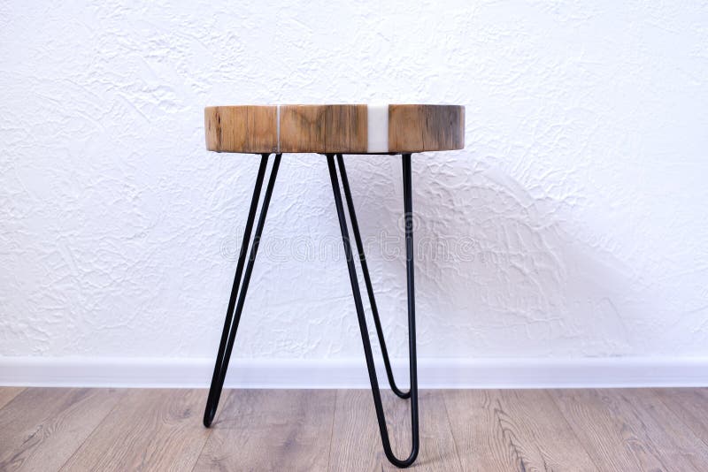 Wooden Coffee Table. Table in Loft Style. a Table Made of a Section of ...