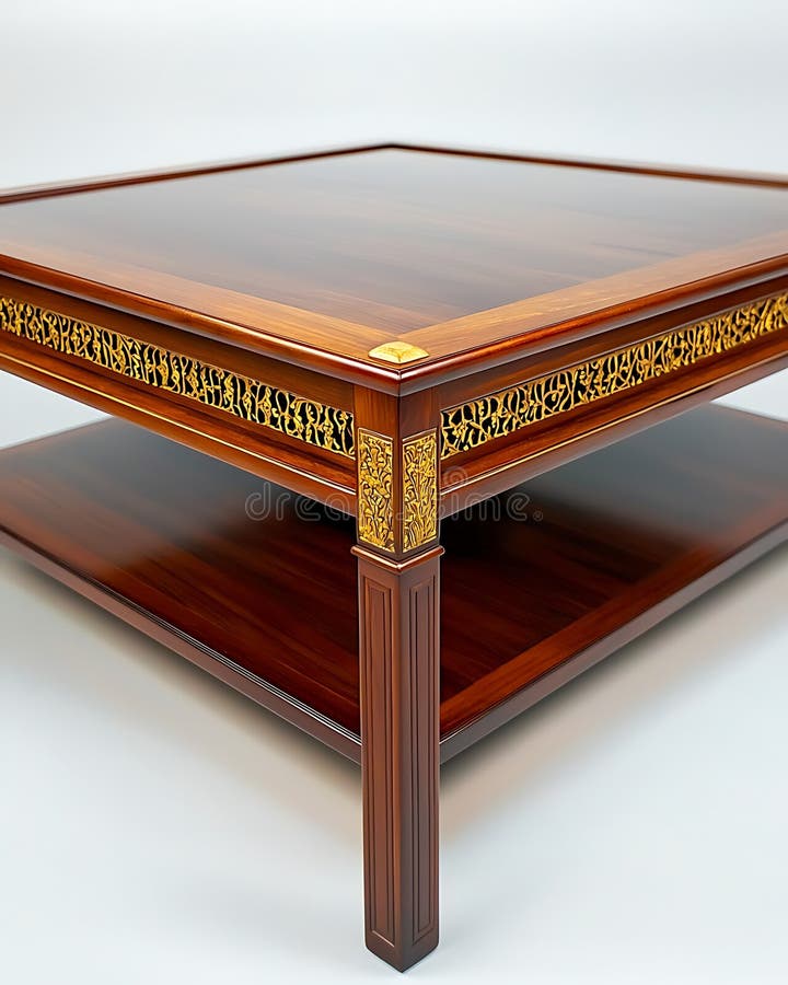 Wooden Coffee Table with a Shelf Underneath it Stock Image - Image of ...