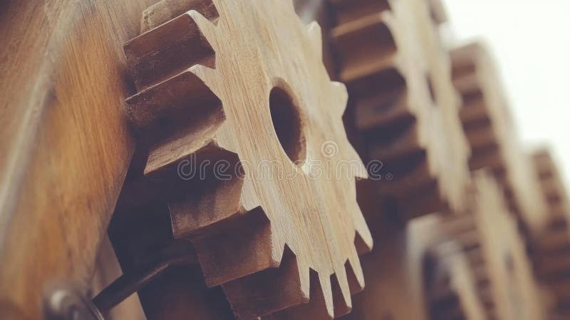 Wooden Cog Gears Display Engineering and Mechanics Concept and Teamwork ...