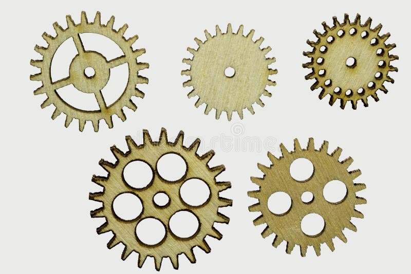 Wooden cog wheels isolated stock photo. Image of background - 106632088