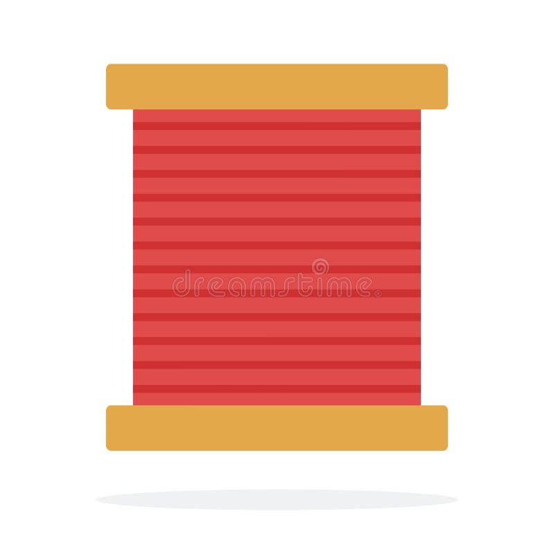 Wooden Coil with Red Thread Flat Isolated Stock Vector - Illustration ...