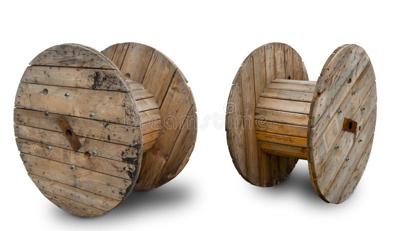 Wooden coil for wires. stock photo. Image of technology - 109843256