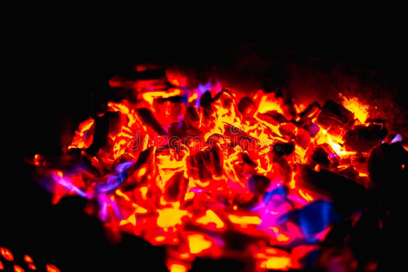 Wooden Coils and Fire in the Grill. Stock Image - Image of cook ...