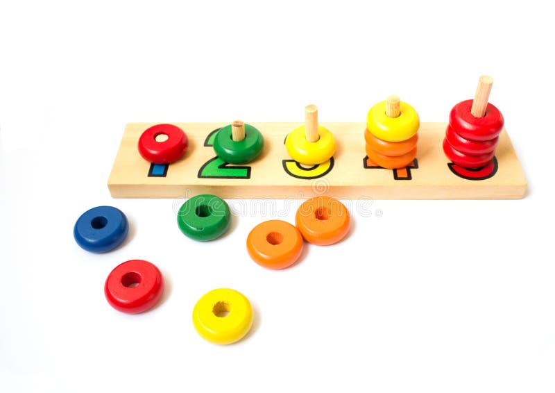 Wooden Colored Blocks, Rings. Game for Learning Account.Shallow Stock ...