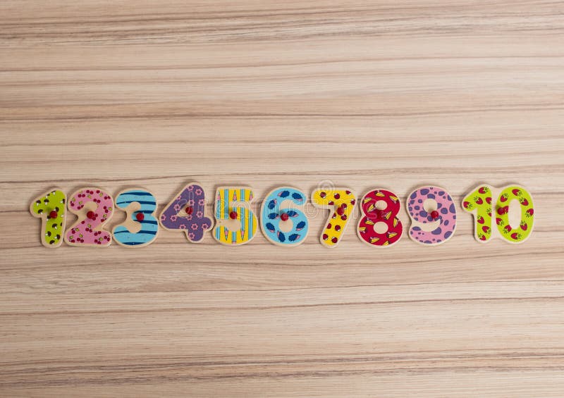 Wooden Colored Numbers in a Row Flat Lay Stock Image - Image of ...