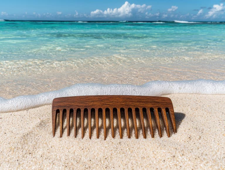 Wooden Comb on a Tropical Beach Stock Illustration - Illustration of ...