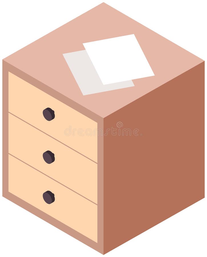 Wooden Commode with Drawers Isolated Over White, Vector Illustration ...