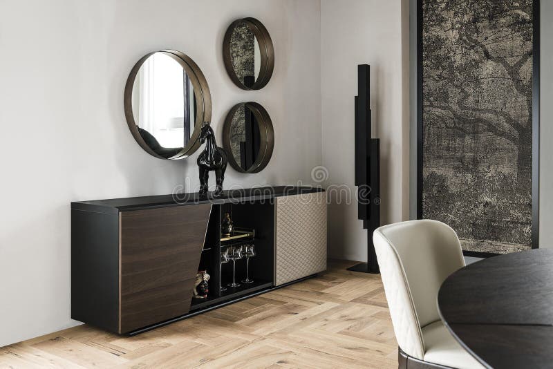 Wooden Commode in Luxury Apartment Interior. Stock Photo - Image of ...