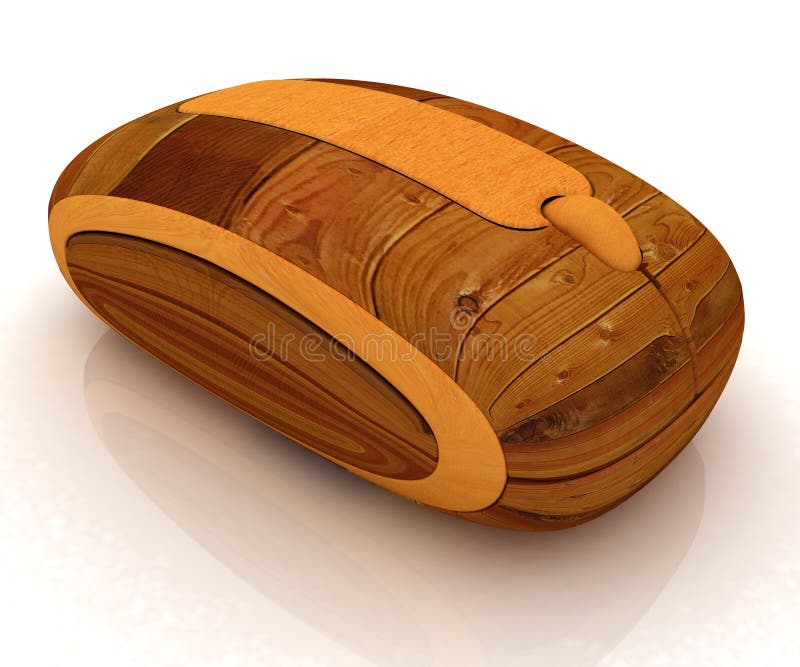 Wooden Computer Mouse on White Background Stock Illustration ...