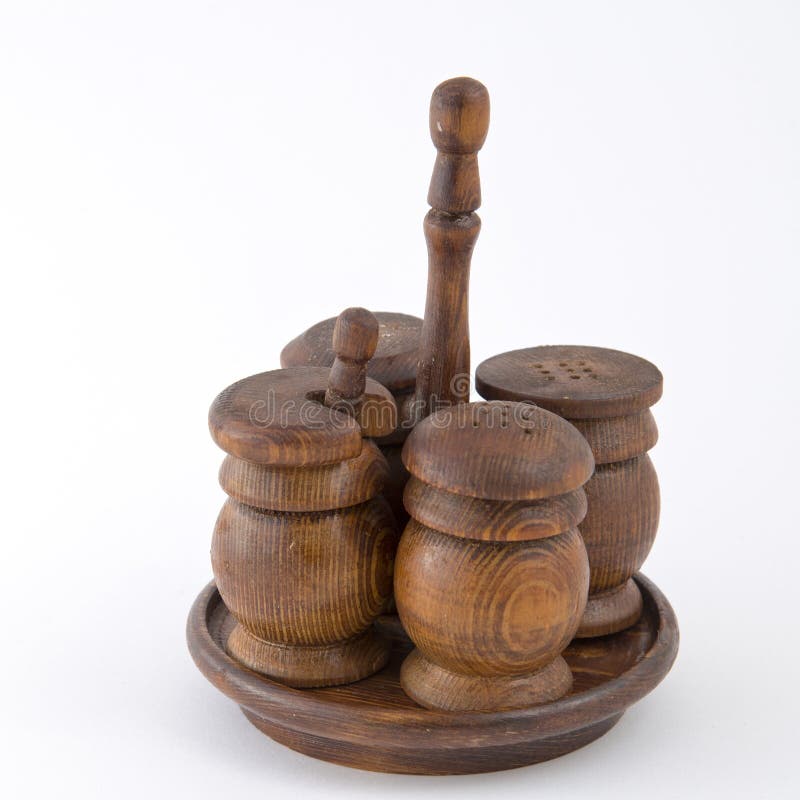 Wooden Condiment Set on a Stand. Stock Photo - Image of subject ...