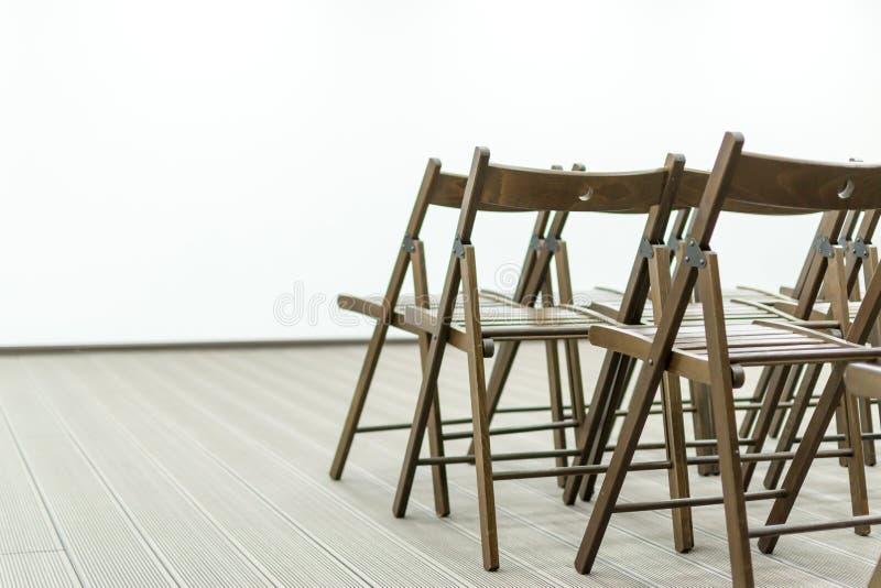 Wooden Conference Chairs and Display Stock Image - Image of foldable ...