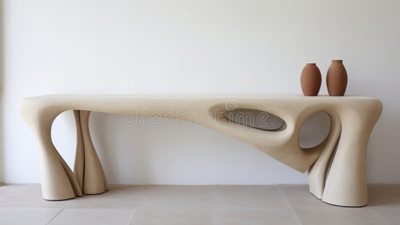 High End Organic Surrealist Console Table in Light Beige Stock ...