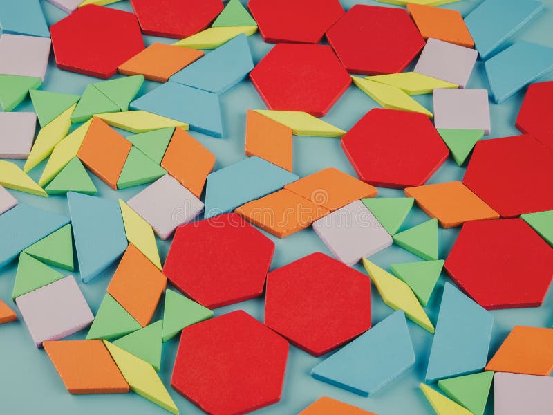 Wooden Construction Set from Geometric Shapes of Different Colors for ...