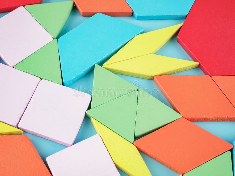 Wooden Constructor Made of Multi-colored Blocks of Different Shapes and ...