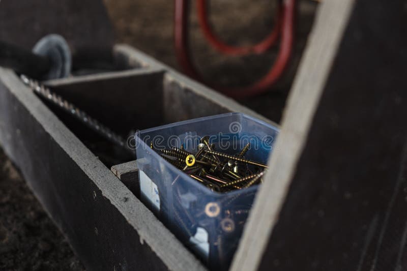 Wooden Container for Screws and Other Building Materials on a ...