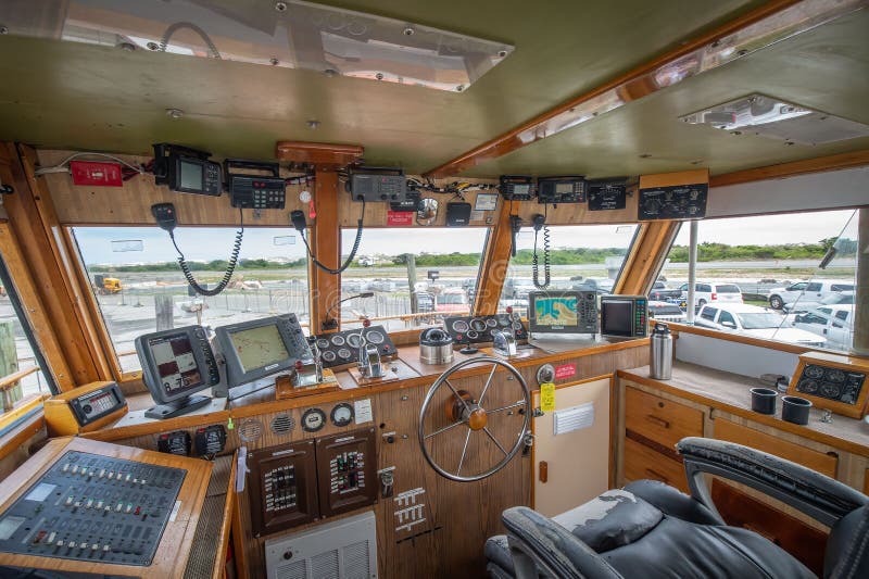 Wooden Control Panel of a Modern Ship Stock Image - Image of boat ...