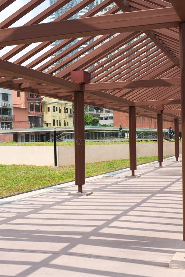 Wooden corridor structure stock photo. Image of construction - 53379036