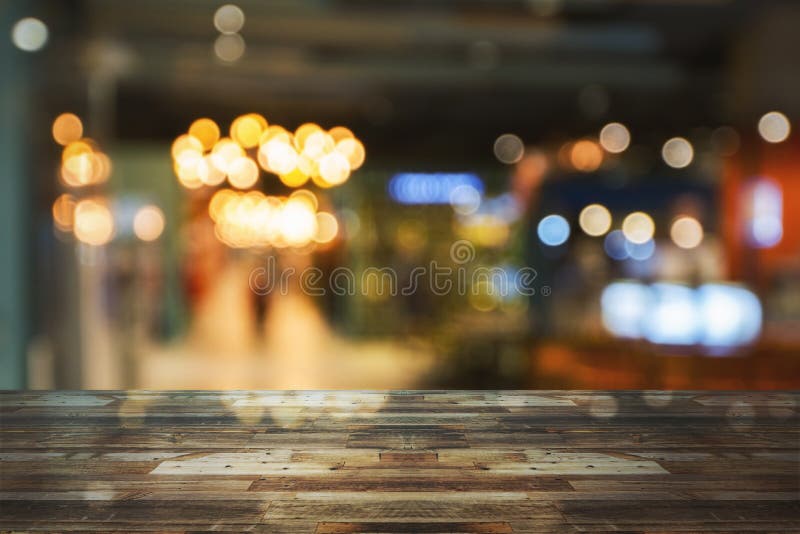 Wooden Counter On Cafe Background Stock Illustration - Illustration of ...