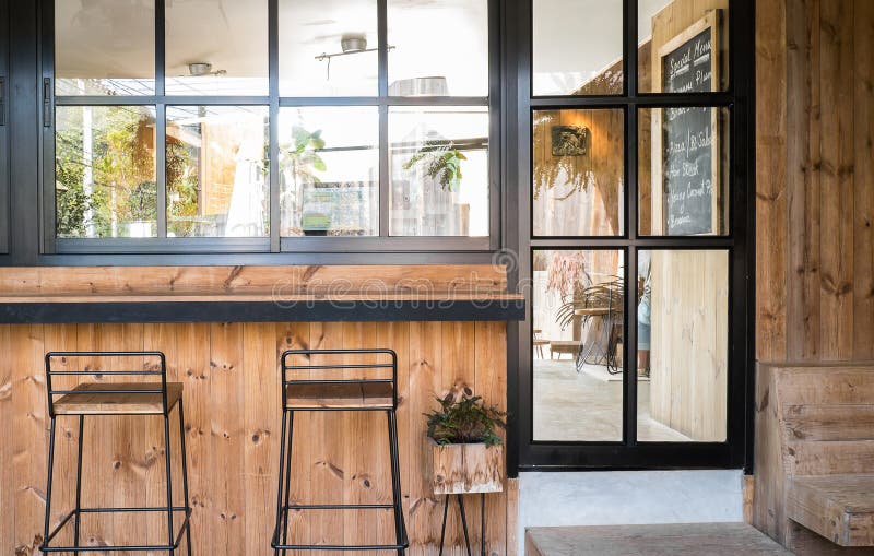 Wooden counter coffee bar stock image. Image of counter - 76576541