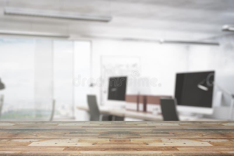 Wooden Counter on Office Backdrop Stock Illustration - Illustration of ...