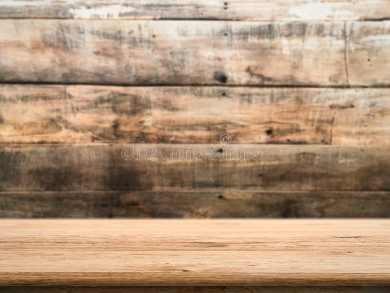 Wooden Counter Top with Grunge Wood Background Stock Photo - Image of ...
