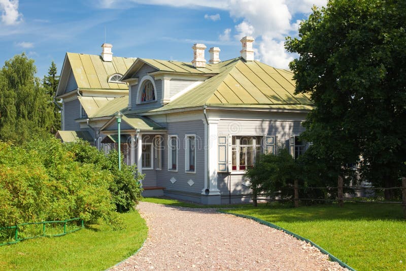 Wooden Country House with Front Garden Stock Photo - Image of farm ...