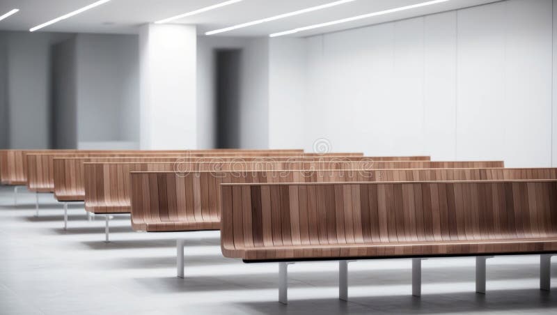 Wooden Courtroom Bench Seating Interior Design. Stock Photo - Image of ...