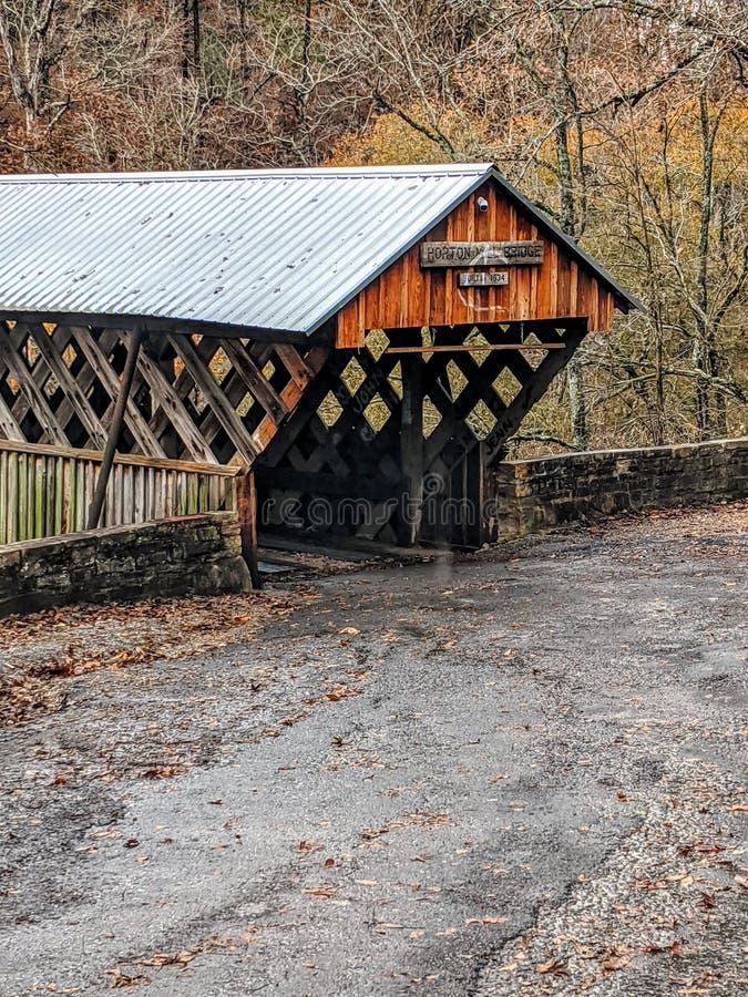 Wooden Covered Bridge stock image. Image of adventure - 175240917