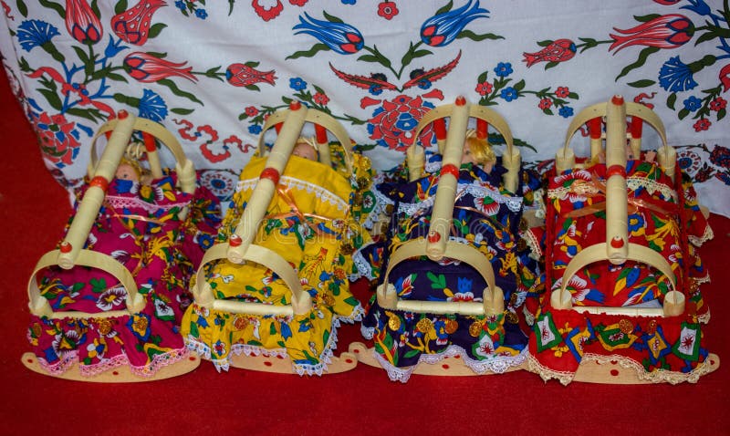 Wooden Cradle of Eastern Type Stock Photo - Image of baby, child: 143470560