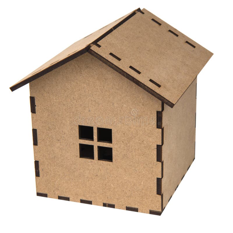 Wooden Craft Decorative House Model Isolated on the White Background ...