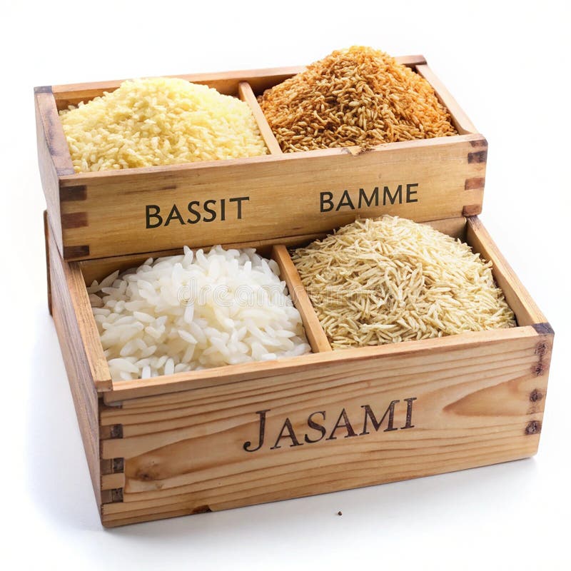 Wooden Crate with Assorted Rice Types Stock Illustration - Illustration ...