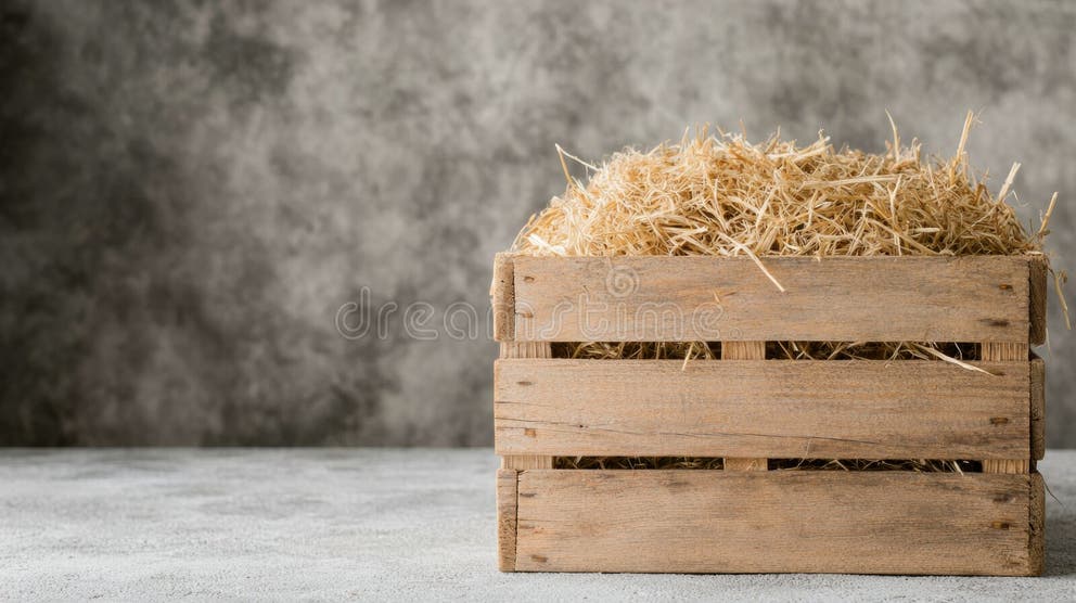 Wooden Crate Filled with Straw Stock Illustration - Illustration of ...