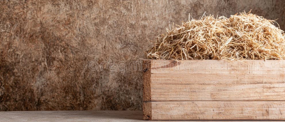 Wooden Crate Filled with Straw Stock Illustration - Illustration of ...