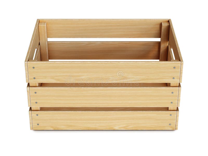 Wooden Crate Isolated on White Background 3d Illustration Stock ...